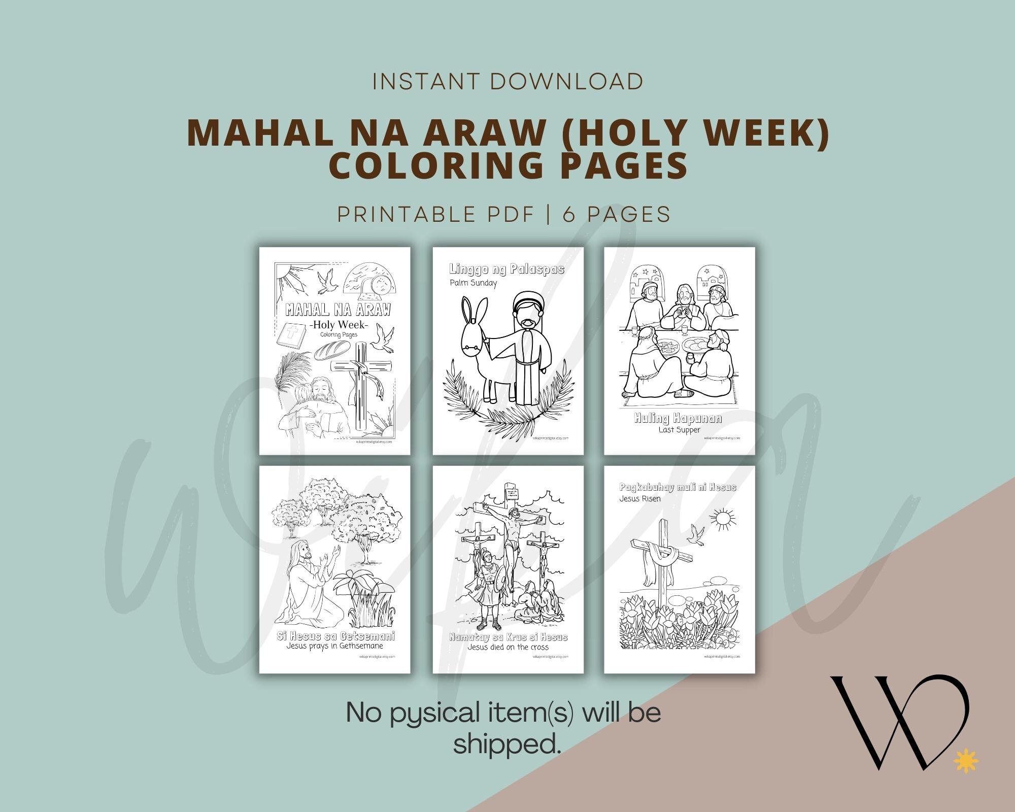 Holy Week Coloring Page | 6 Printable PDF | Mahal Na Araw Coloring ...