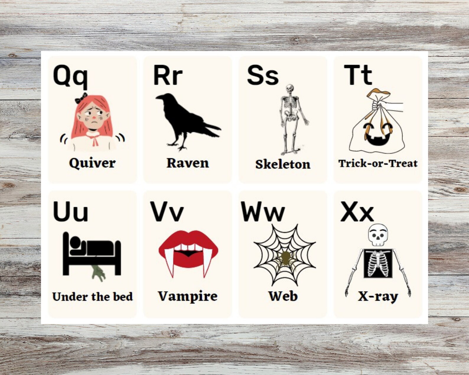 Halloween Alphabet Flashcards A-Z, ABC Flashcards, Homeschool ...