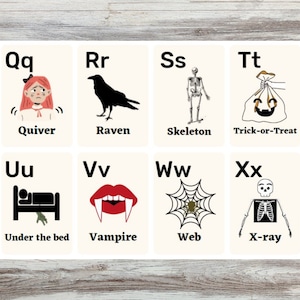 Halloween Alphabet Flashcards A-Z, ABC Flashcards, Homeschool ...