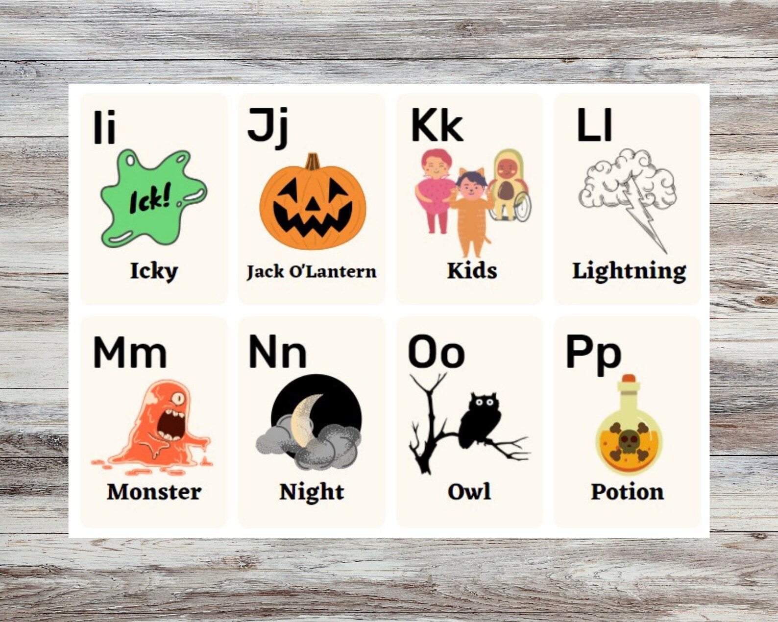 Halloween Alphabet Flashcards A-Z, ABC Flashcards, Homeschool ...