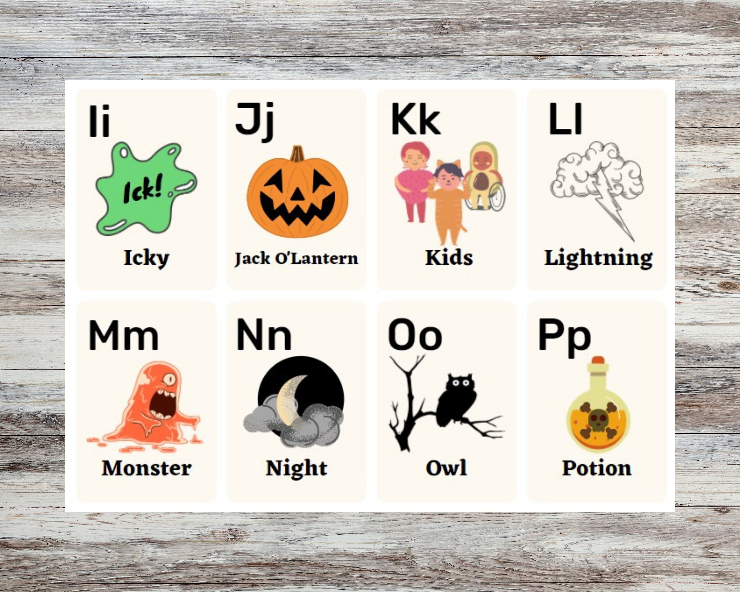 Halloween Alphabet Flashcards A-Z, ABC Flashcards, Homeschool ...