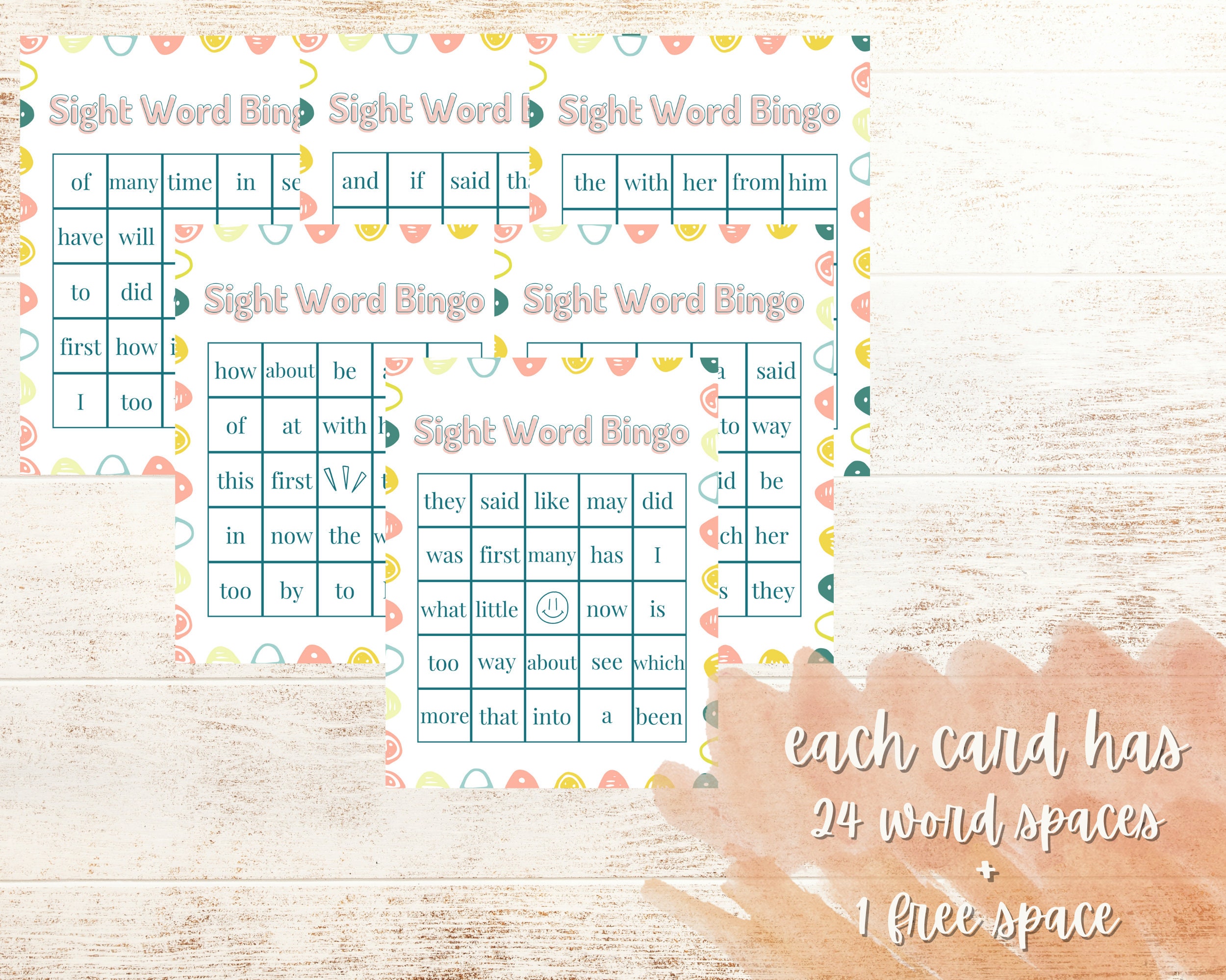 Sight Word Bingo, First Grade, Kindergarten, Homeschool Educational ...