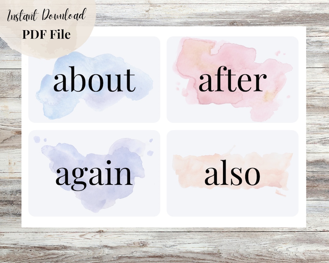 Watercolor First Grade Sight Word Flashcards (PDF) - Etsy