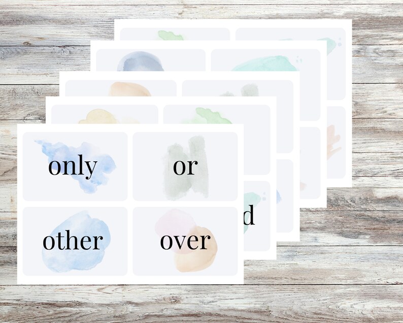 First Grade Sight Word Flashcards Watercolor Themed First - Etsy