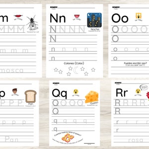 Alphabet Handwriting Worksheets With Spanish Vocabulary Words ...