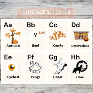 Halloween Alphabet Flashcards A-Z, ABC Flashcards, Homeschool ...