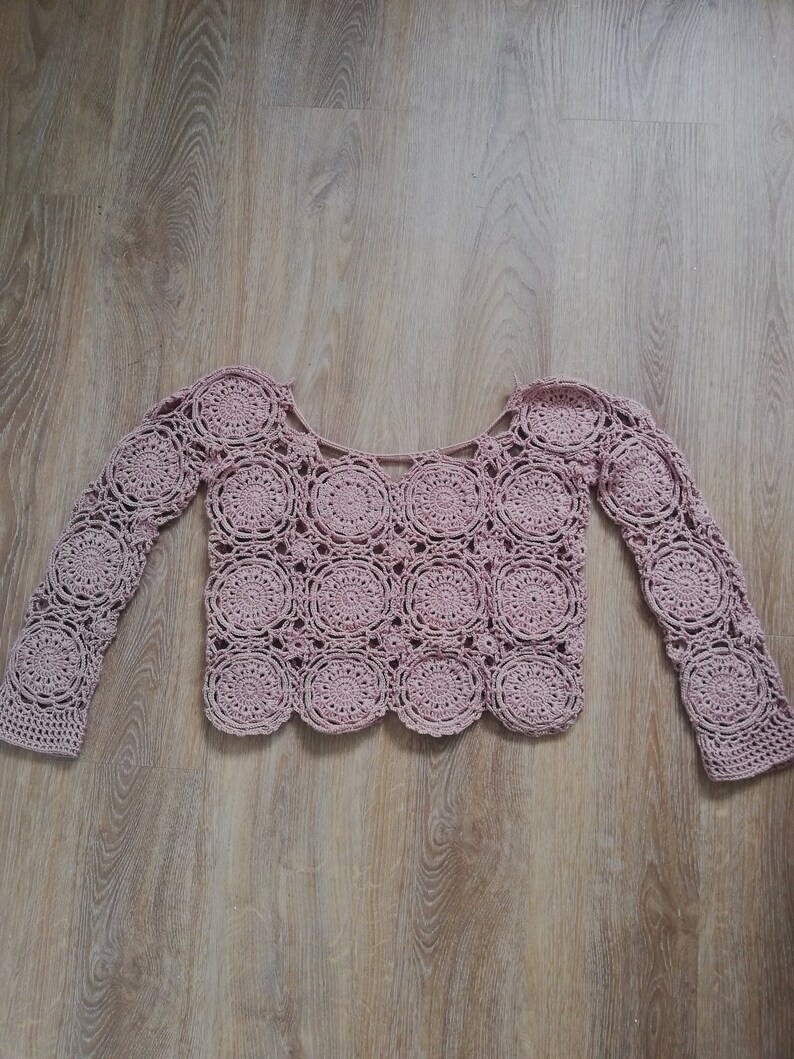Crochet Top in Lace Pattern | Top Crocheted From Individual Patches ...