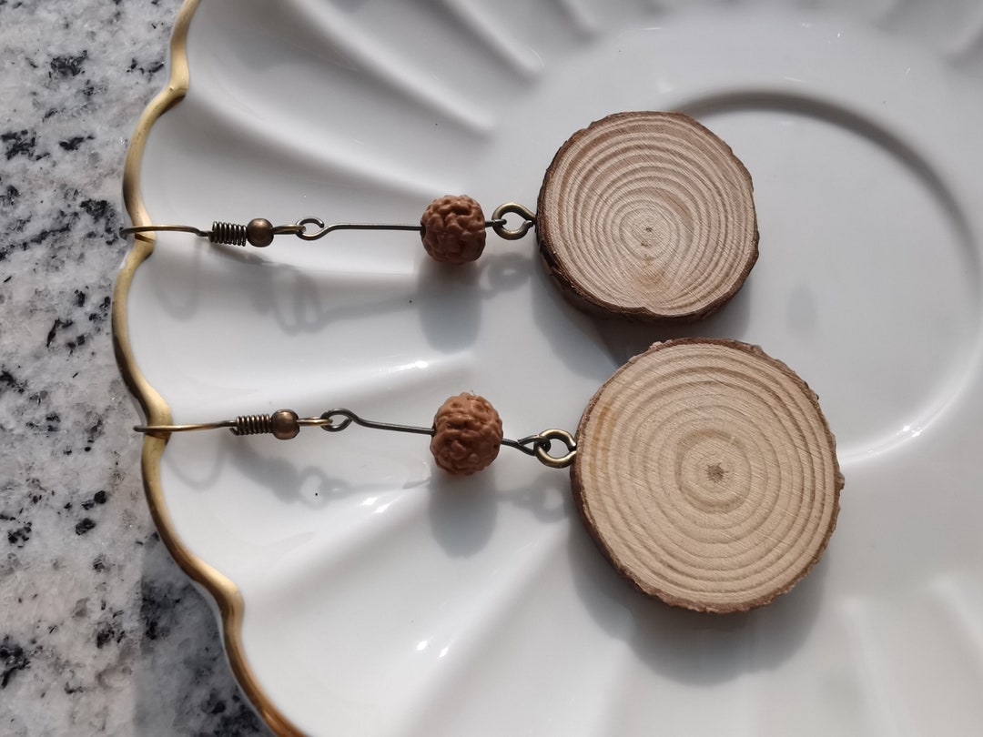 Annual Ring Earrings/ Wood Tree Stump Earrings/ Wood Jewellery/ Wood ...