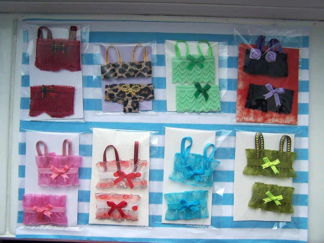 Dolls House, Clothes, 12th Scale, Underwear Set, Bra, Briefs, Colours ...