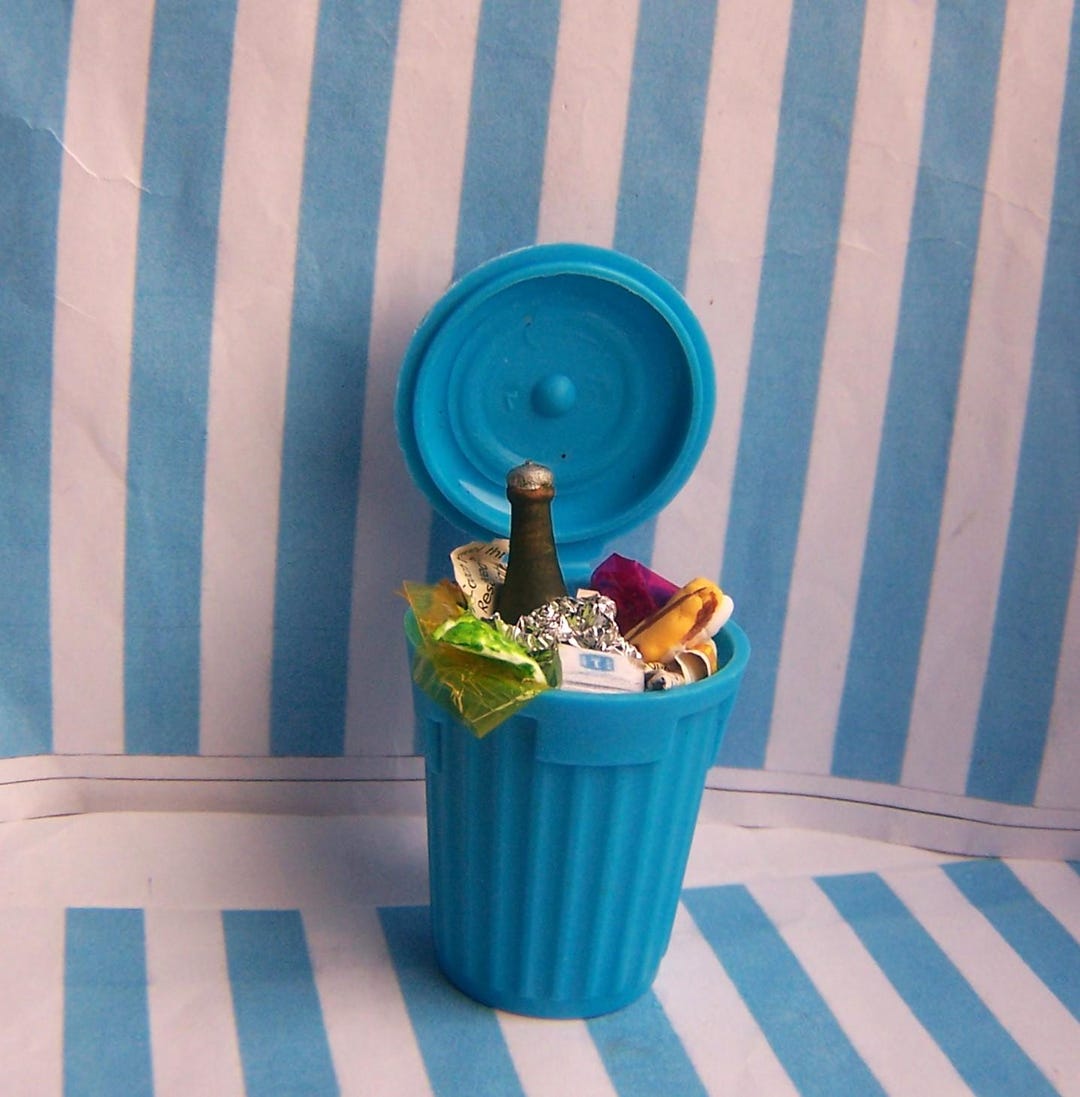Miniature, Dustbin A, Trash Can, 12th Scale, Rubbish, Food, Crafted ...