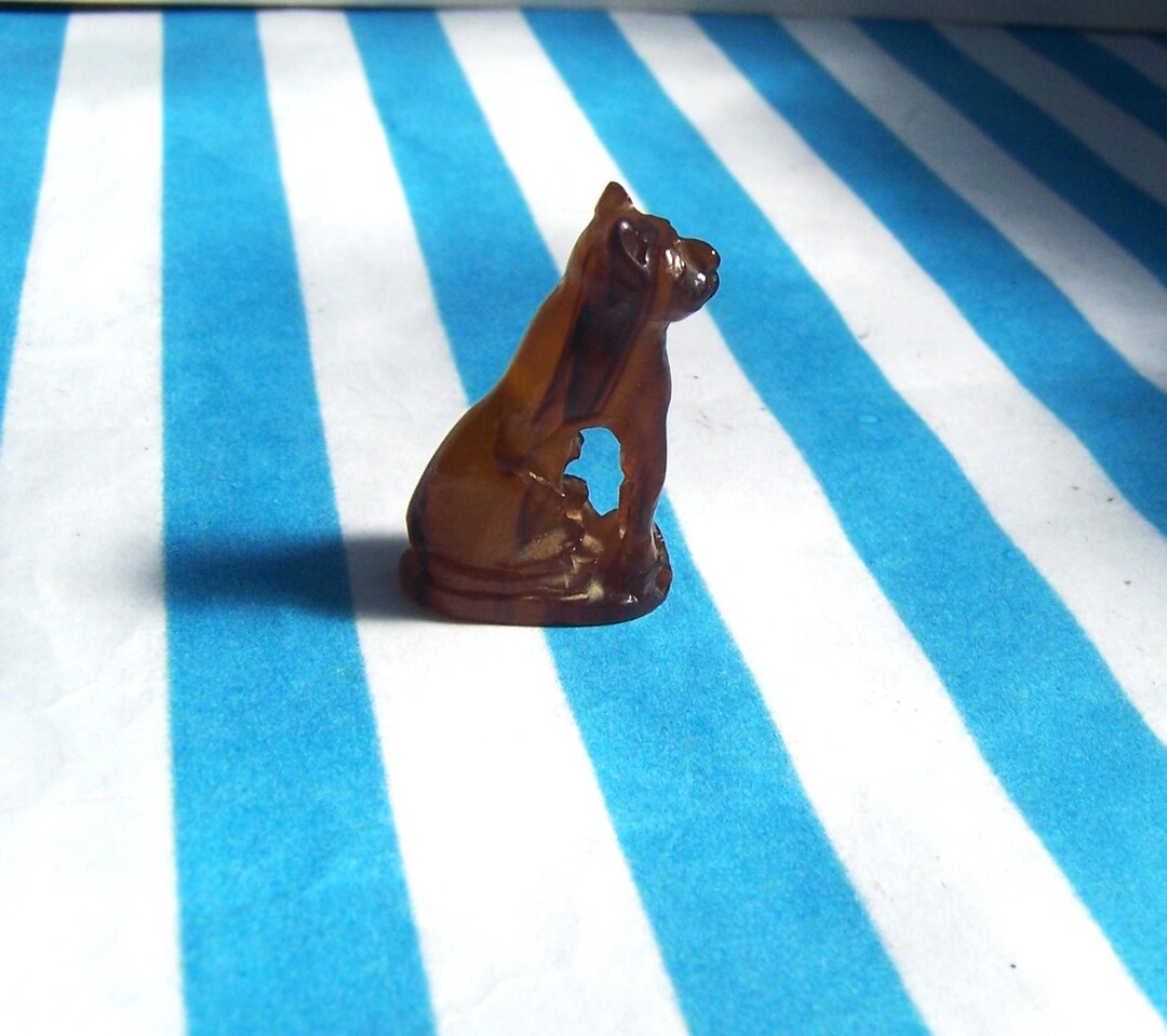 Dolls House, Cat, Ornament, Amber, Carved, Figure, Tigers Eye, Ooak ...