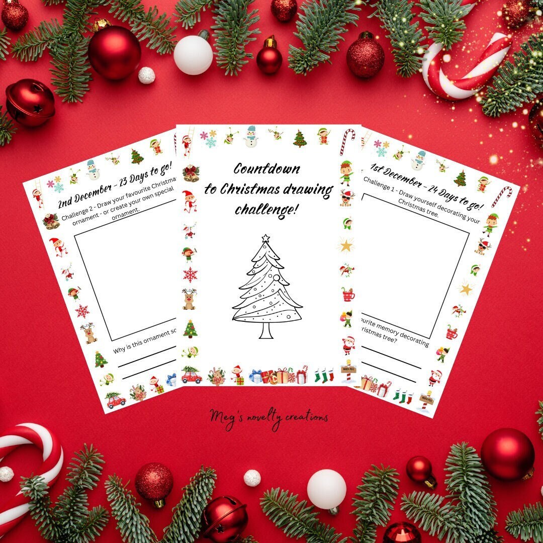 Christmas Drawing Challenge Countdown to Christmas - Etsy