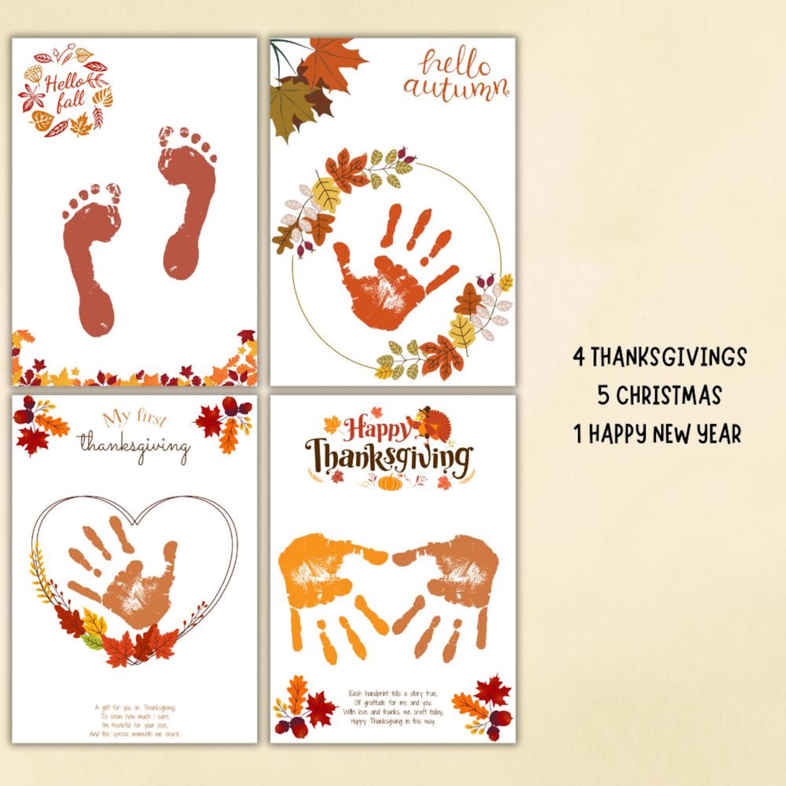 End of Year Seasonal Handprint Craft Bundle - 10 Fall, Thanksgiving ...