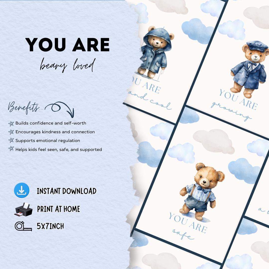 Inspiring Blue Teddy Bear Affirmation Cards: 23 Encouraging Lunchbox ...