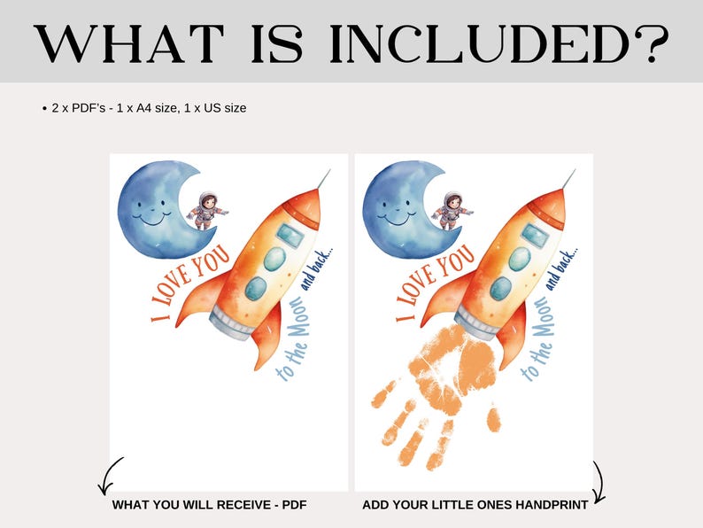 Rocket Handprint Art, I Love You to the Moon, Space Keepsake (PDF ...