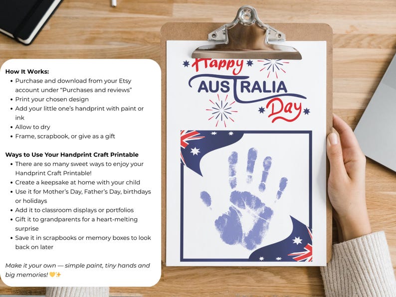 Happy Australia Day Handprint Craft, Printable Aussie Flag Keepsake for ...