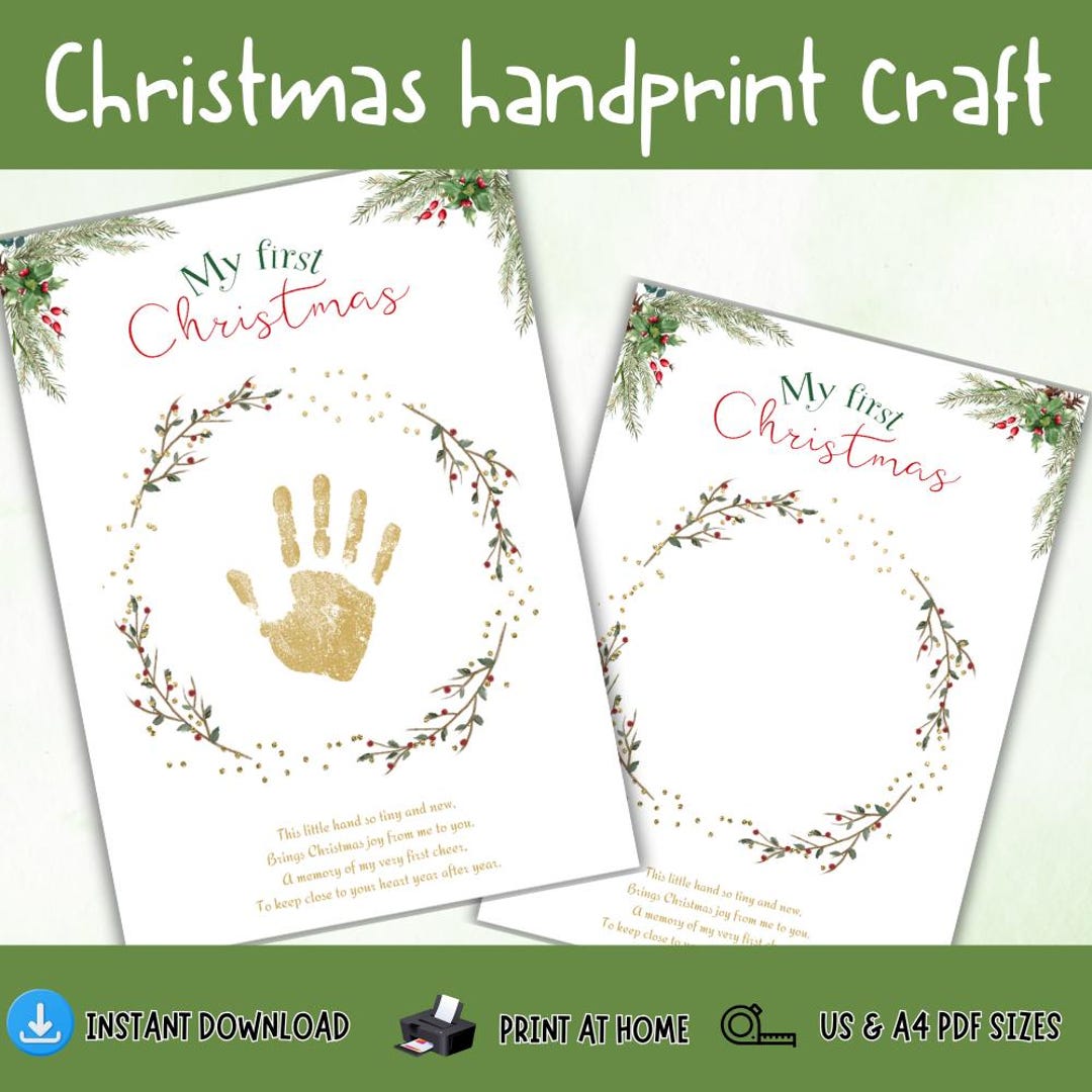 My First Christmas Handprint Craft, Baby Keepsake Printable, DIY ...