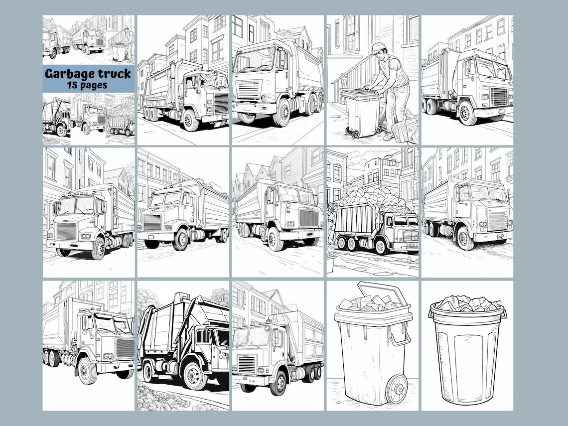 Garbage Truck Coloring Pages, Printable Coloring Activities, Vehicle ...