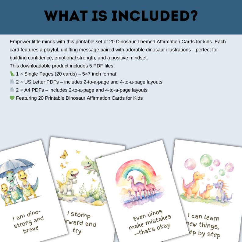 Printable Dinosaur Affirmation Cards: Boost Kids' Confidence ...