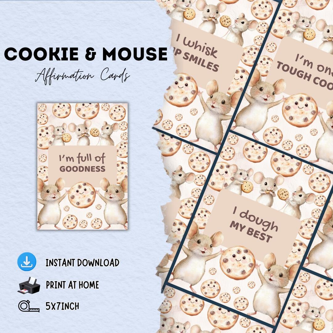 Cookie & Mouse Affirmation Cards for Kids – Printable Positive Lunchbox ...