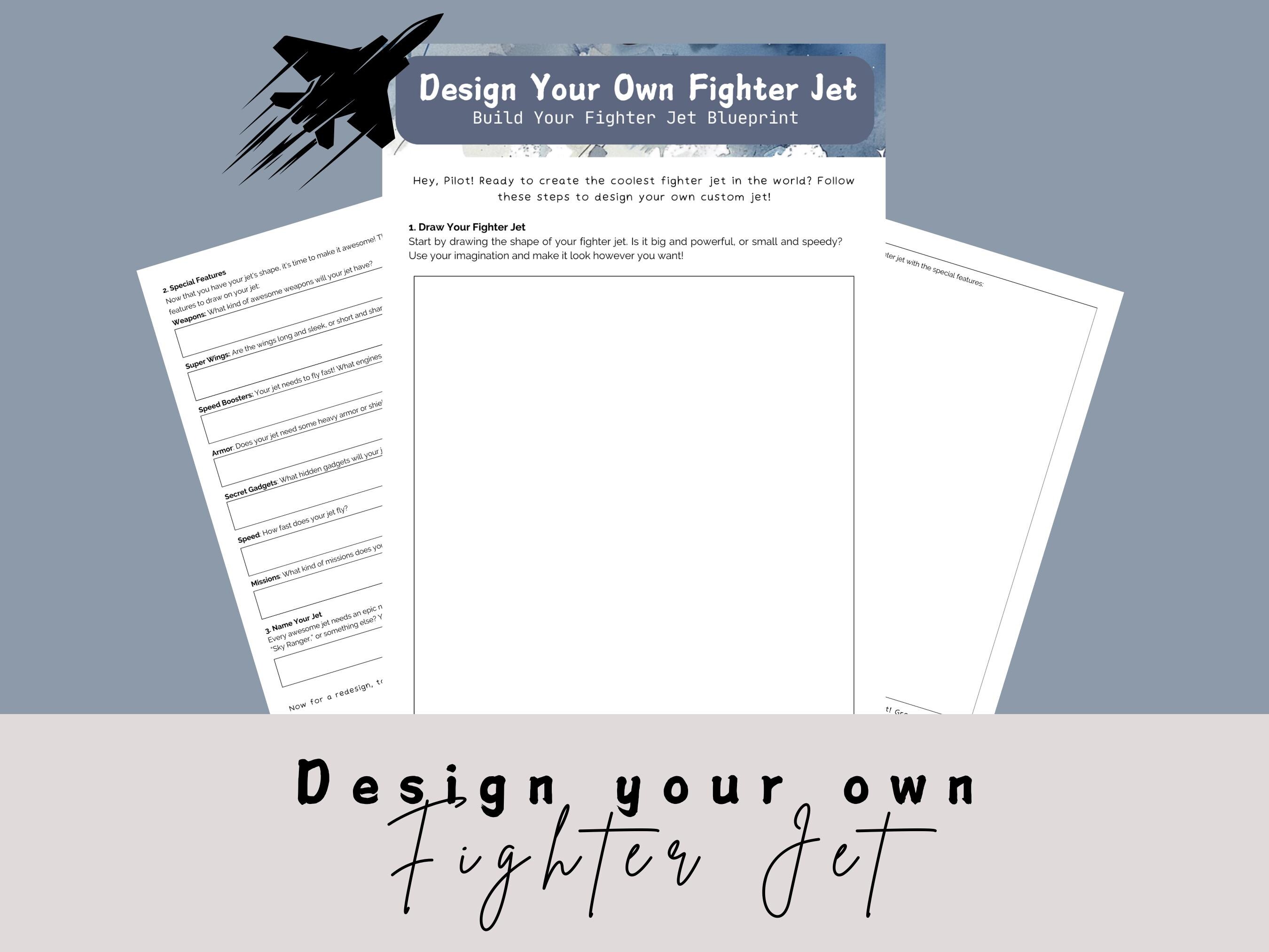 Design Your Own Custom Fighter Jet Activity Sheet for Kids, Printable ...