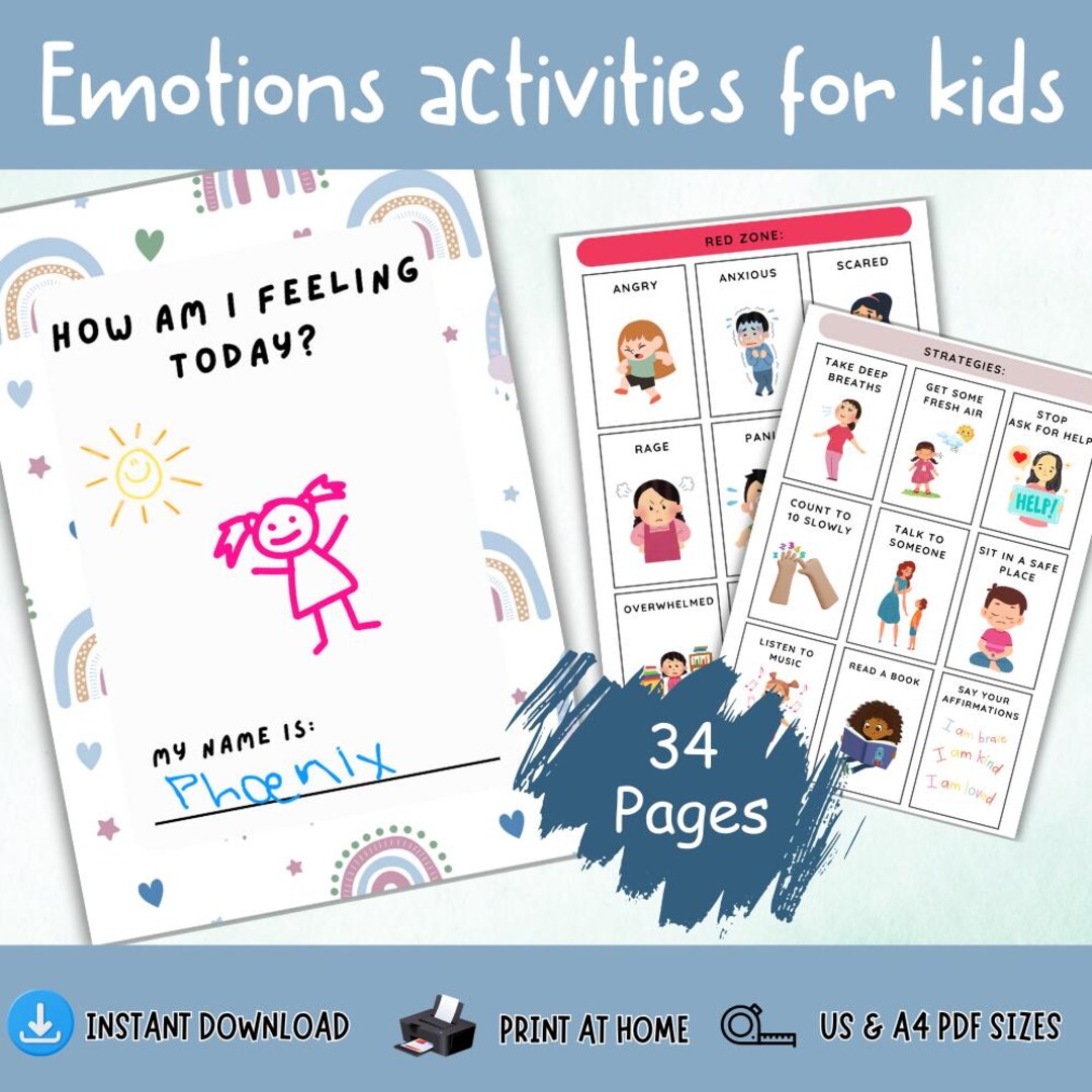 Kids Emotions Activity Kit - Emotion Flashcards, Calming Strategies ...