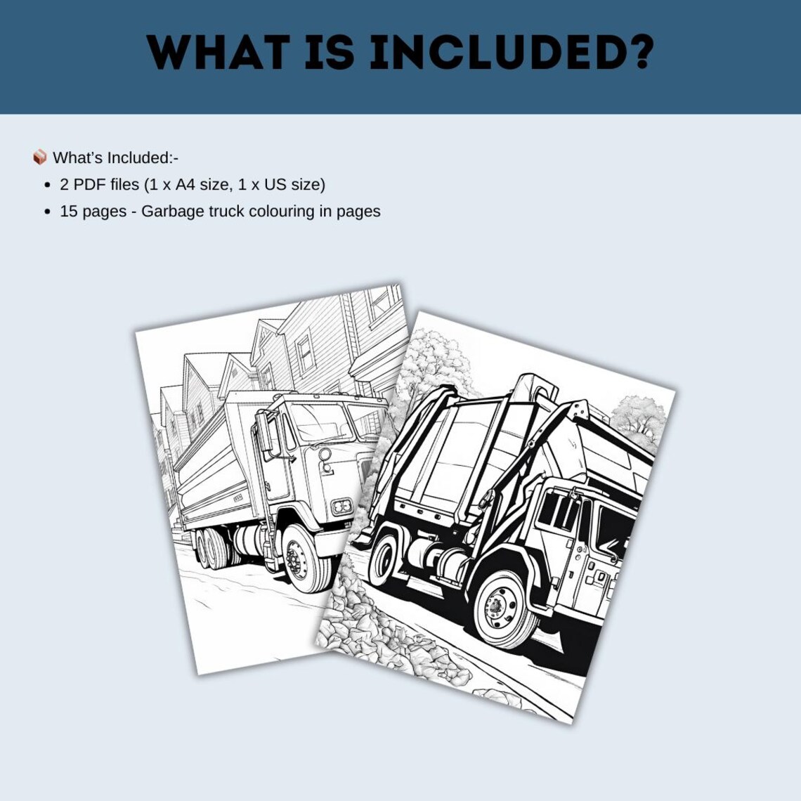 Printable Garbage Truck Coloring Pages, Truck Activity Sheets, Bin ...