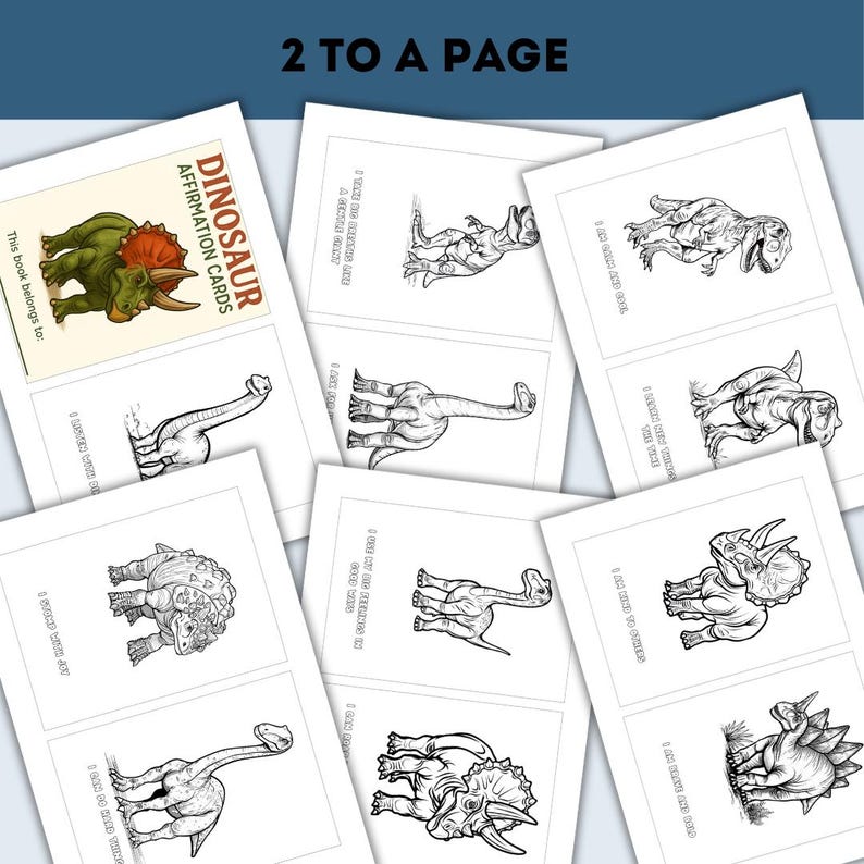 Dinosaur Color-in Affirmation Cards: Printable Growth Mindset for Kids ...