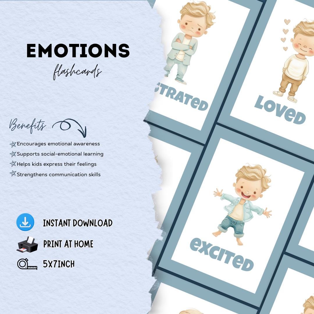 Printable Emotion Flashcards for Kids | Feelings Cards for Social ...