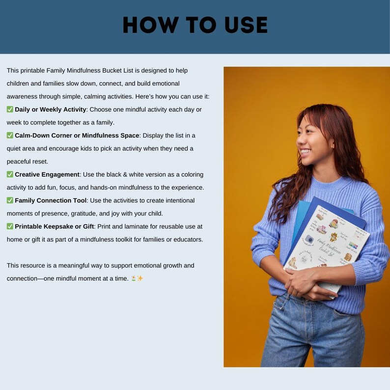 Family Mindfulness Bucket List Printable – Color & Color-in Versions ...