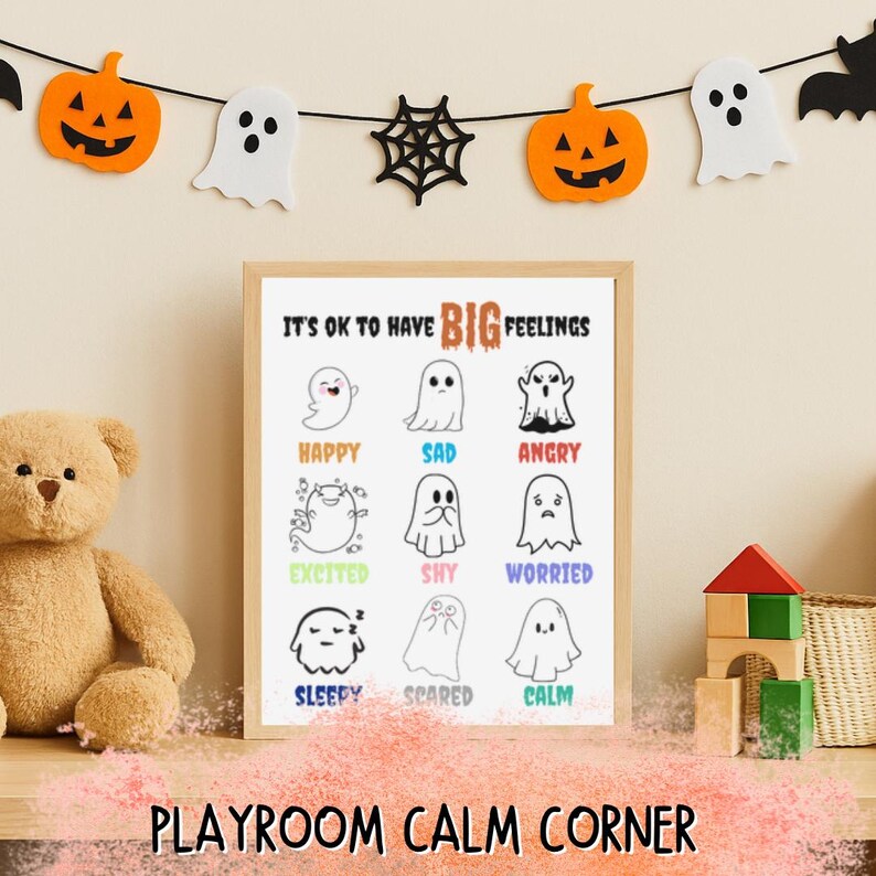 Halloween Themed Kids Feeling Poster, Ghost Emotions Printable, It's Ok ...