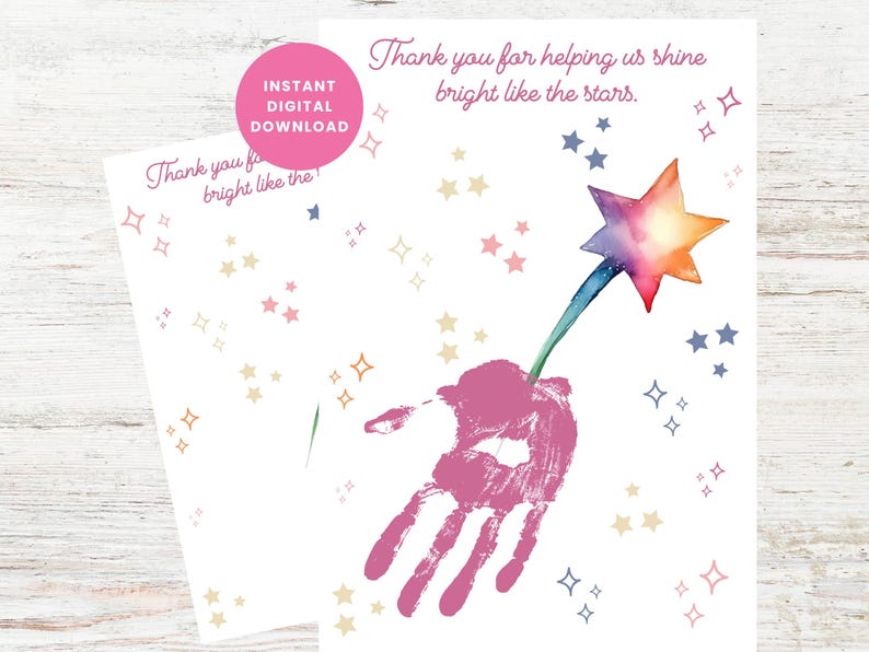 Printable Star Themed Teacher Handprint Art, Teacher Appreciation Craft ...