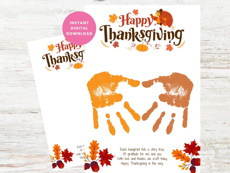 Happy Thanksgiving Handprint Art, Craft for Kids, Keepsake Activity ...