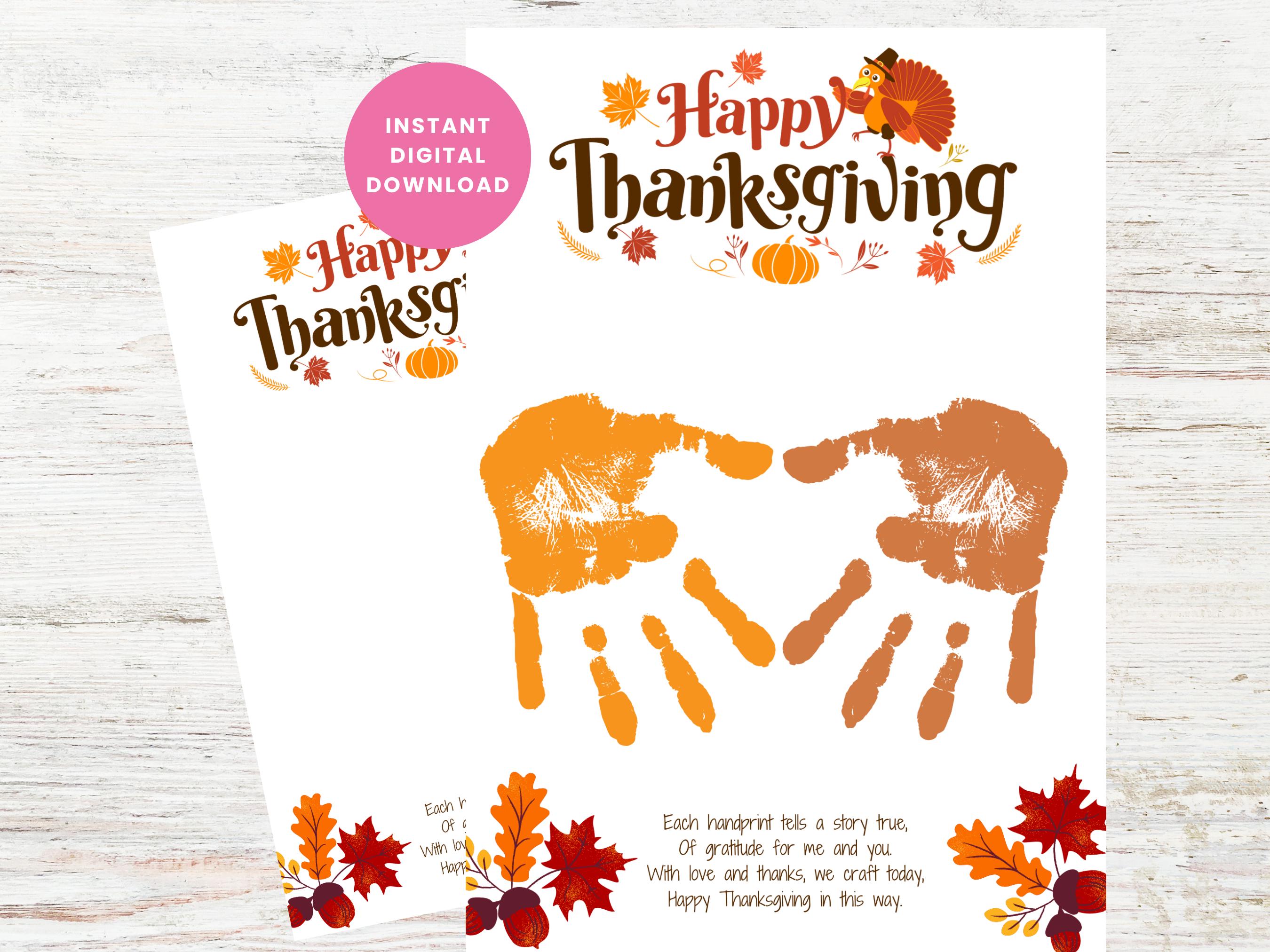 Happy Thanksgiving Handprint Art, Craft for Kids, Keepsake Activity ...