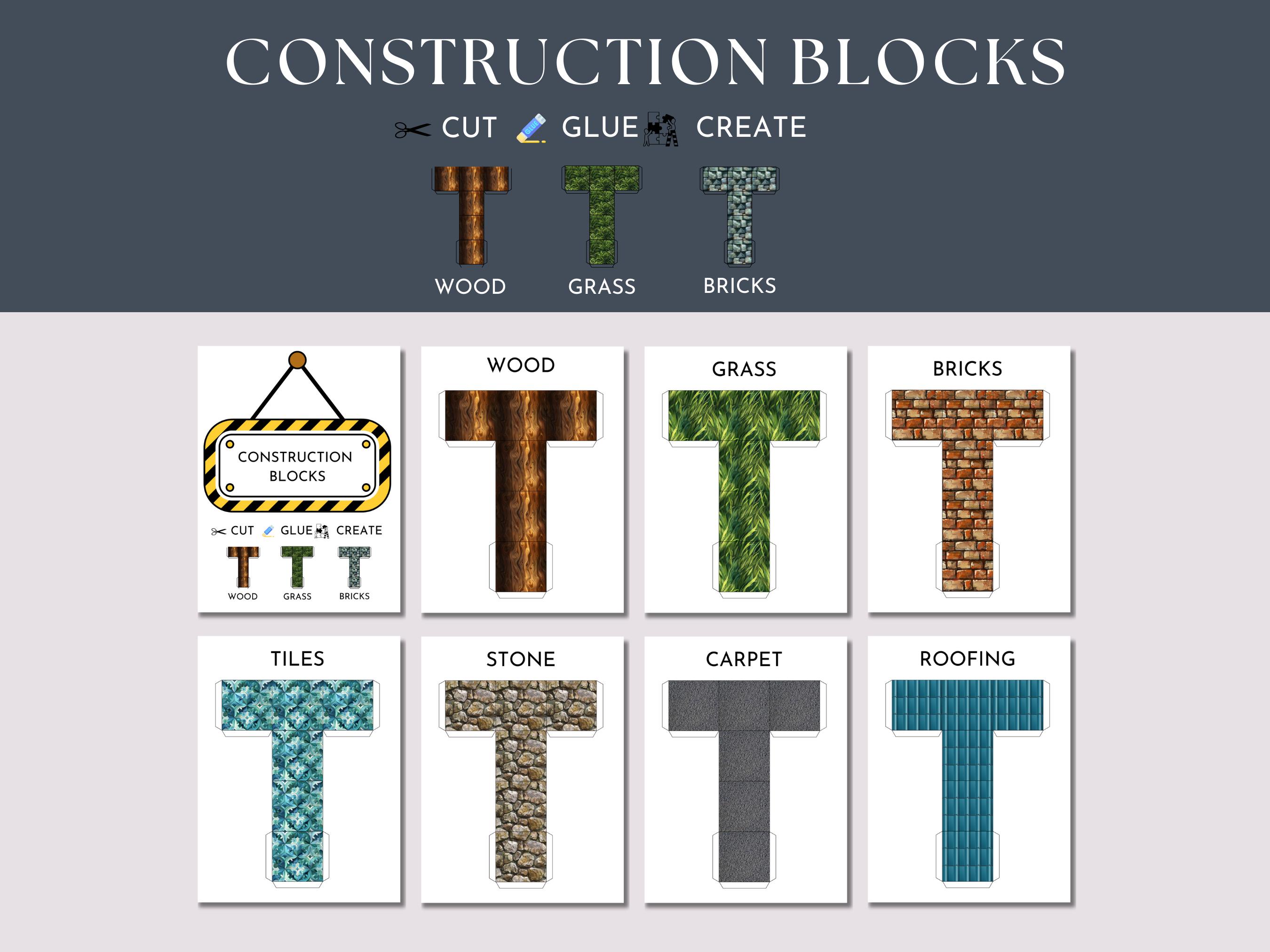 Construction Blocks Printable Building Material Blocks Activity for ...