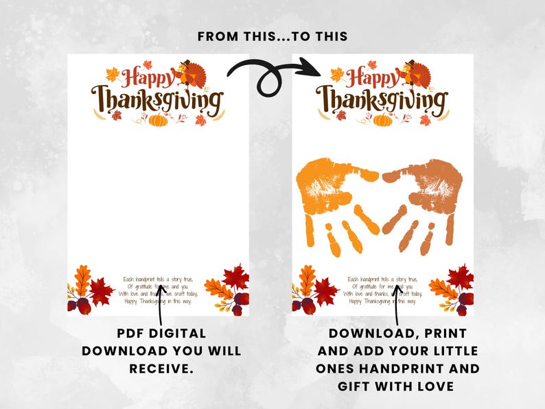 Happy Thanksgiving Handprint Art, Craft for Kids, Keepsake Activity ...