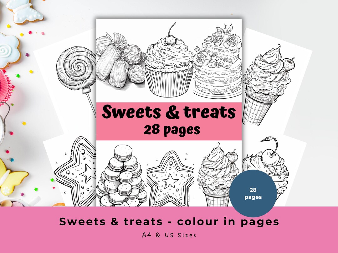Sweets & Treats Coloring Pages, Printable Activity for Kids and Adults ...