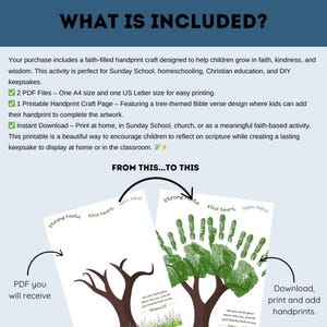 Christian Tree Handprint Craft – Bible Verse Printable Art for Kids ...
