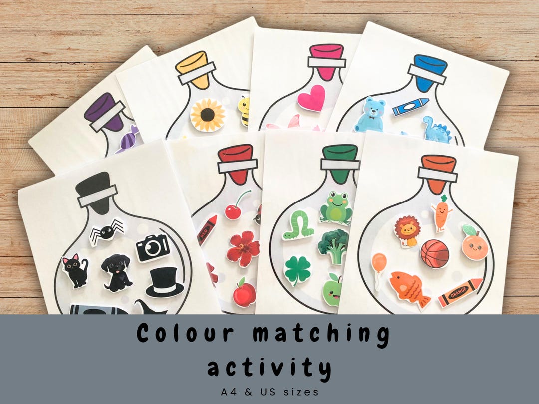 Color Matching Printable for Toddlers, Sorting Game Activity, Preschool ...