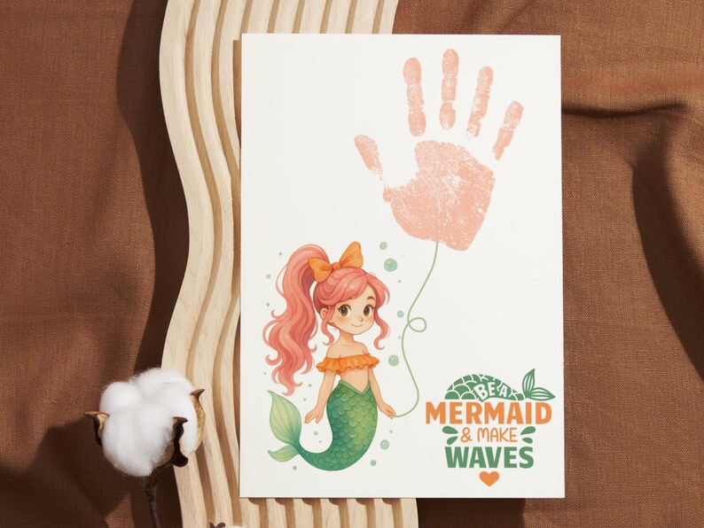 Be a Mermaid Make Waves Handprint Craft, Mermaid Keepsake Printable ...