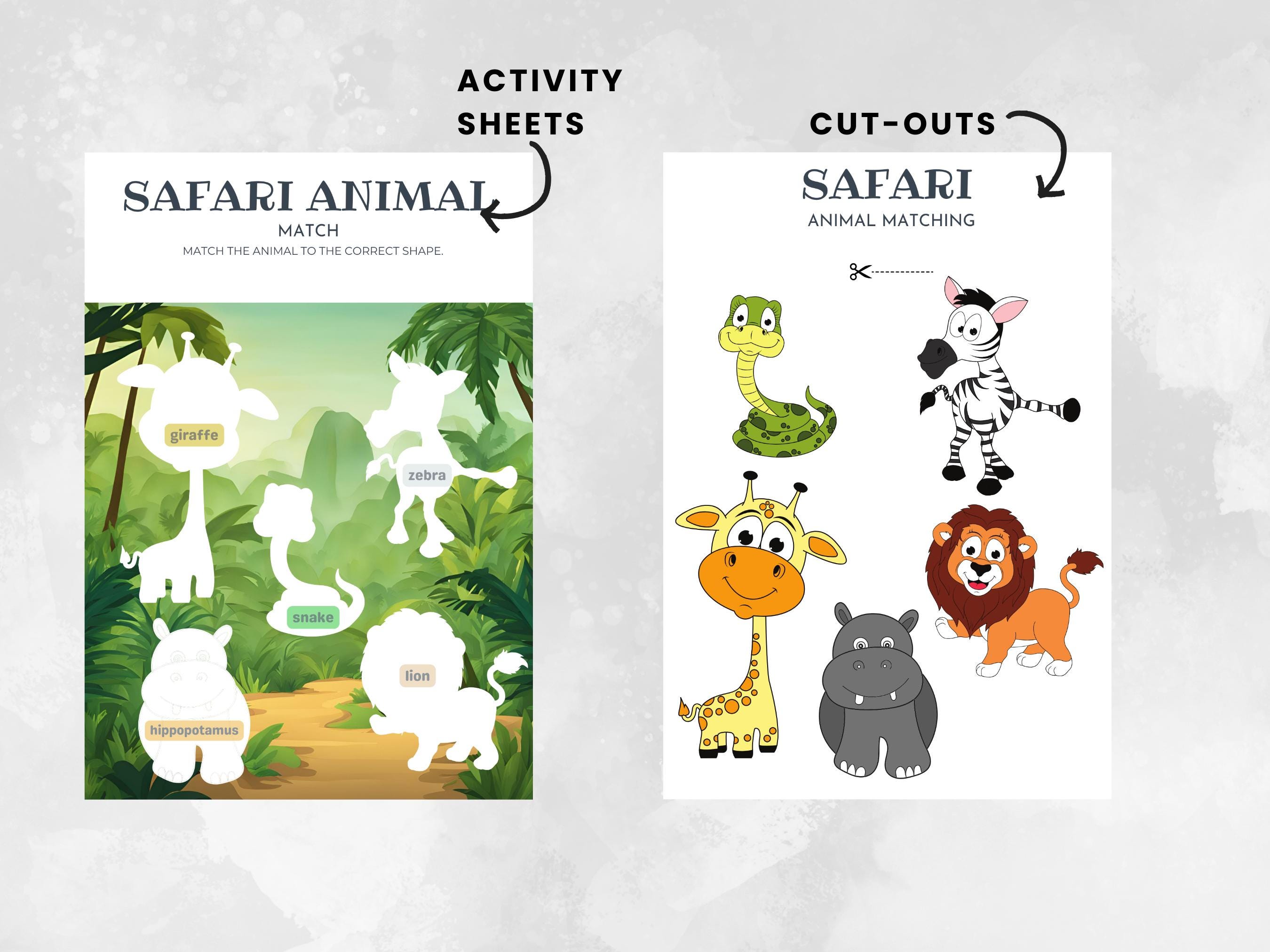 Safari Animal Games, Matching Activity, Pdf Printables for Kids ...