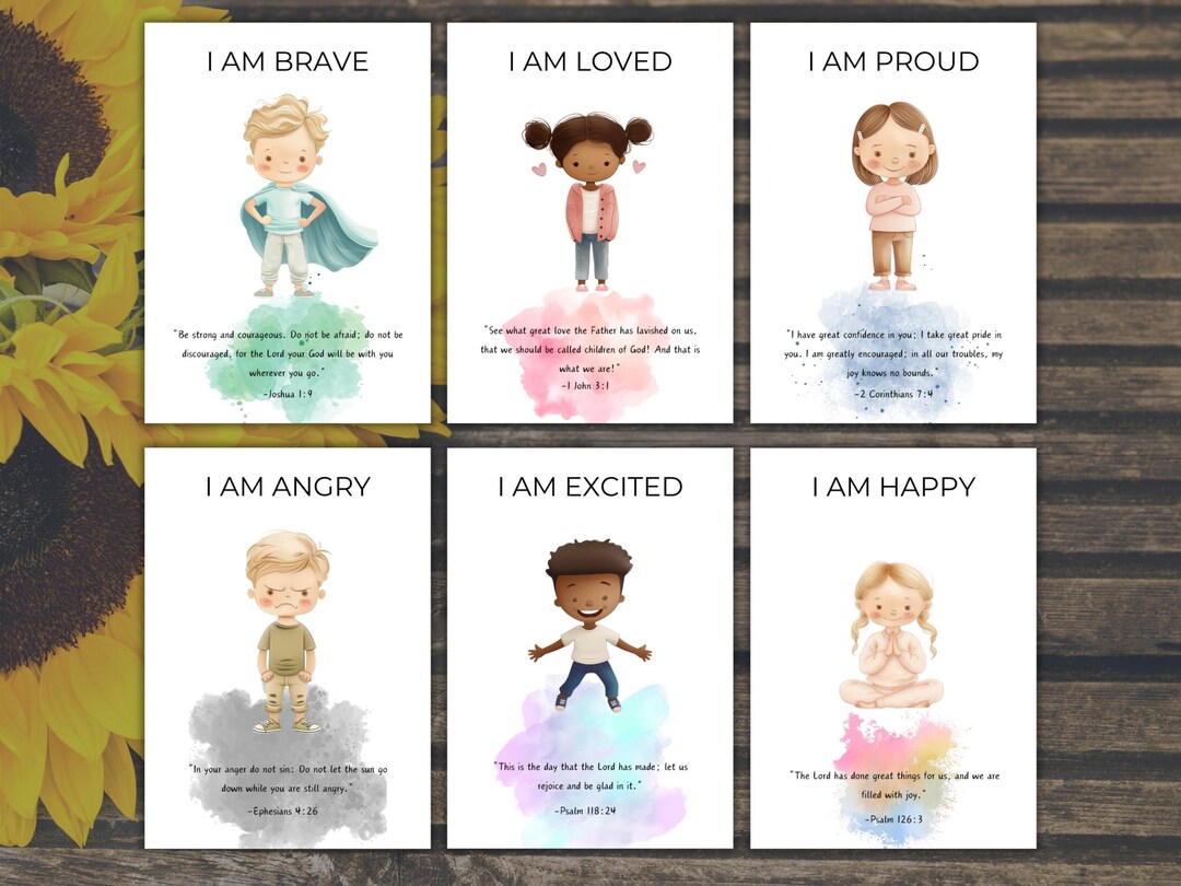 My Feelings Bible Verse I Am Cards for Kids, Emotions and Faith ...
