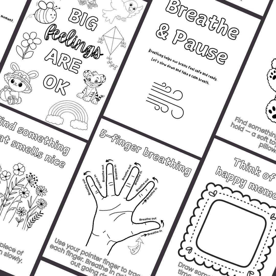 Color-in Coping Cards for Kids, Printable Calm Down Strategies for Big ...