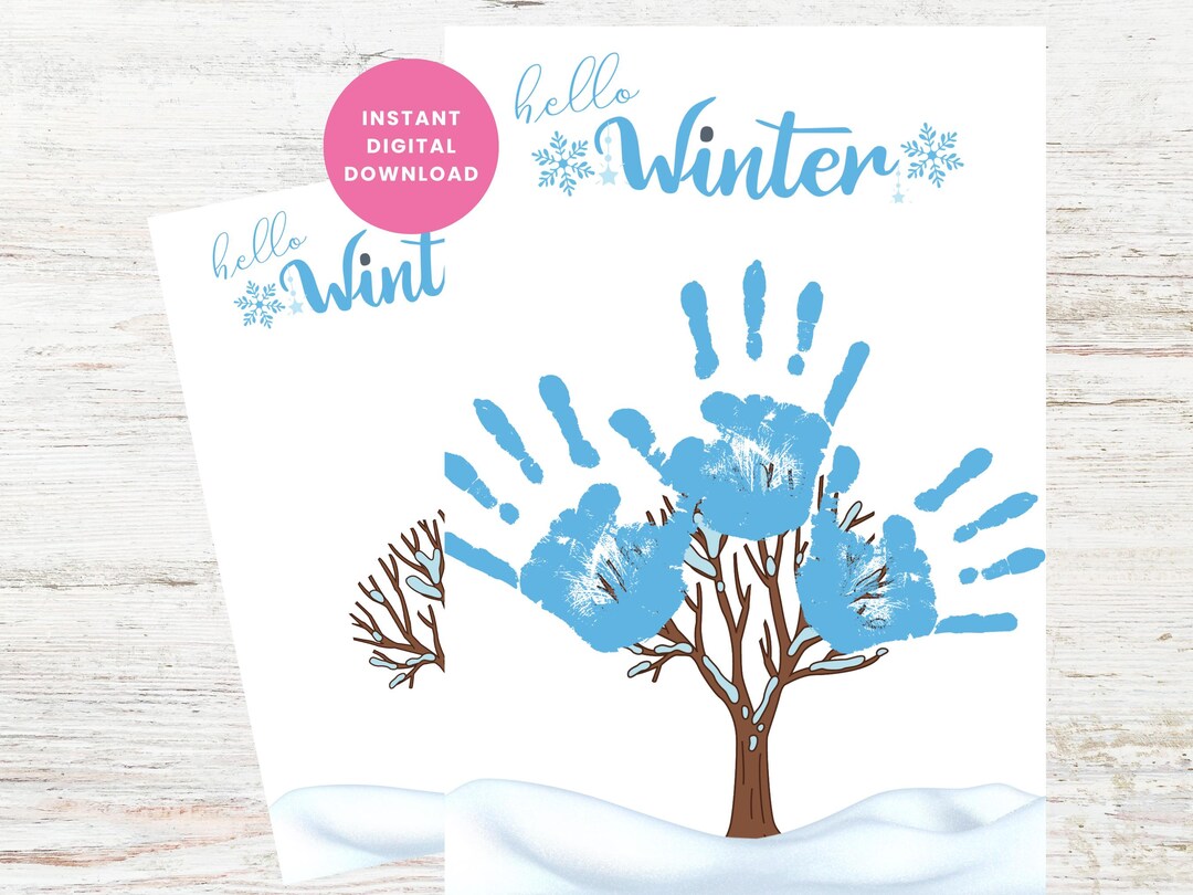 Hello Winter Tree Handprint Art, Craft for Kids, Keepsake Activity ...