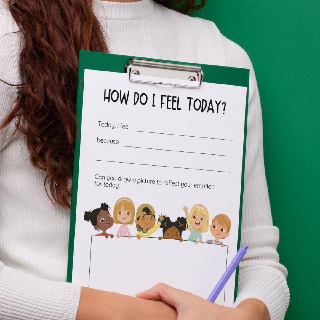 How Do I Feel Today Worksheet, Kids Feelings Journal Page, Emotional ...