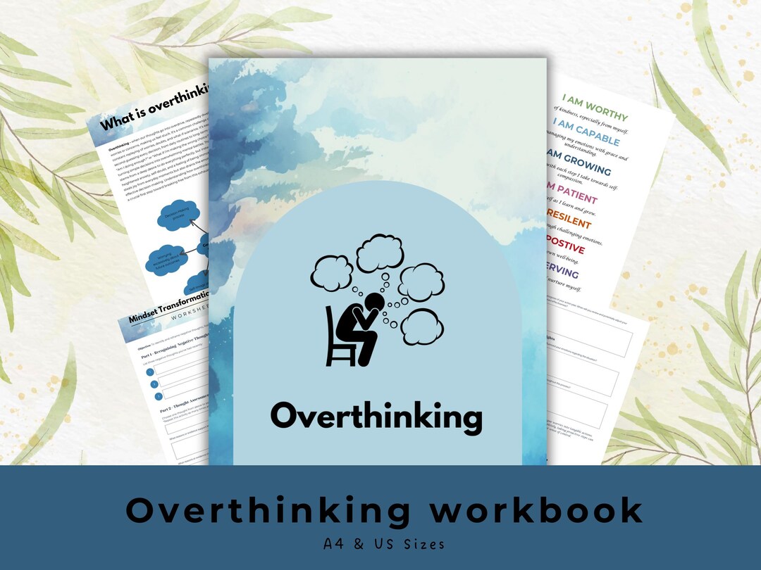 Overthinking Workbook, Mental Health Worksheets, Mindfulness Guide ...