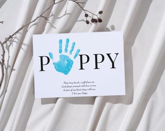 Poppy Handprint Art Poem, Gift for Poppy From Grandkid, DIY Handprint ...