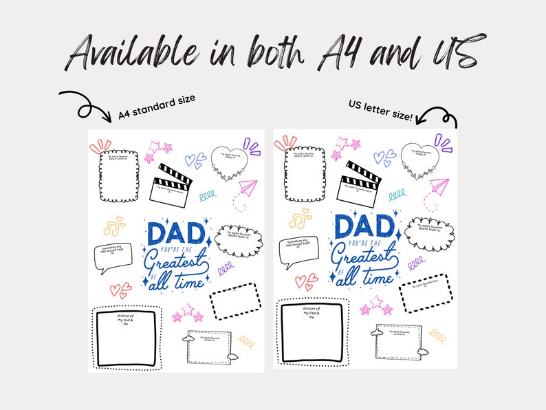All About Dad Printable, Father's Day Gift, Father's Day Craft for Kids ...