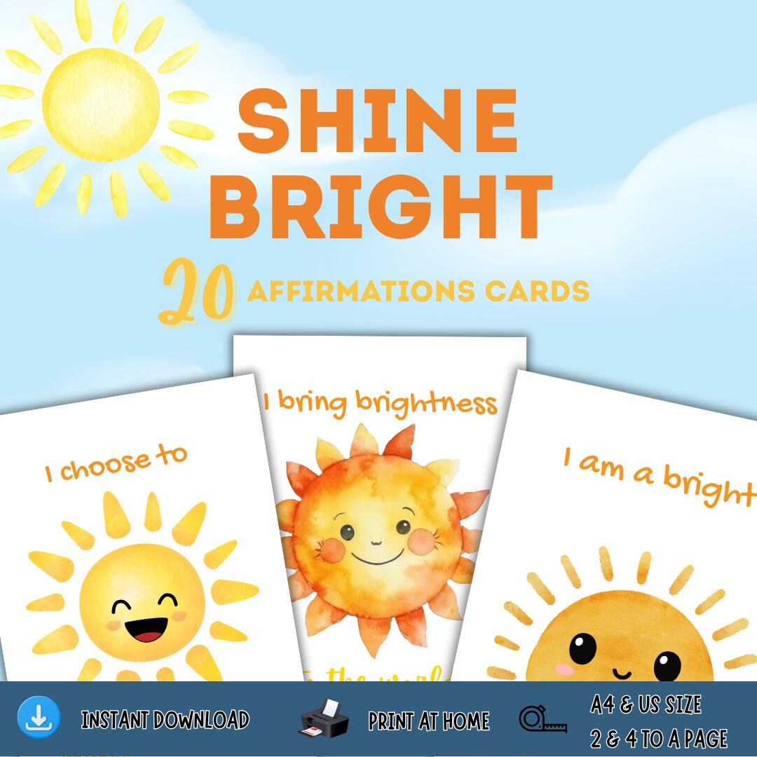 Printable Sunshine Affirmation Cards for Kids: Boosting Confidence at ...