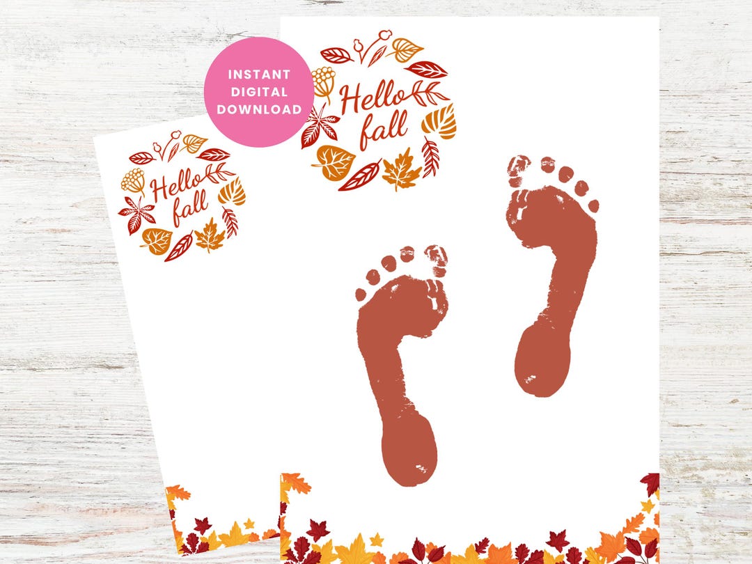 Hello Fall Footprint Art, Craft for Kids, Keepsake Activity, Autumn ...